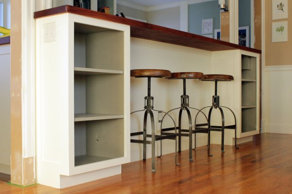 Kitchen Bar Cabinet Painting Finished With Shelves